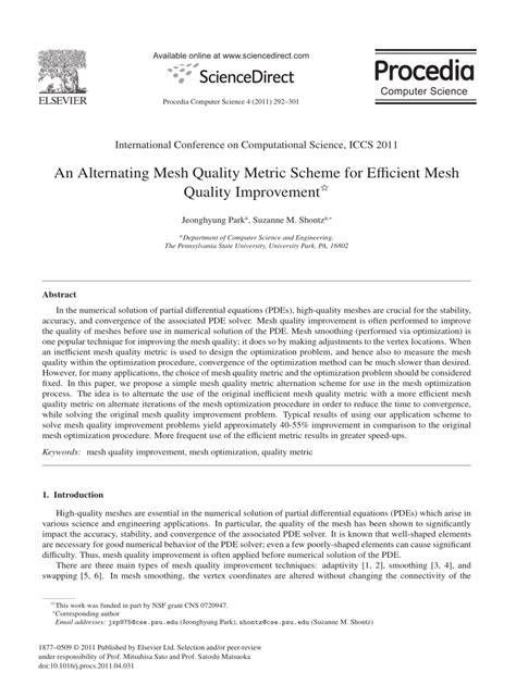 pdf an alternating mesh quality metric scheme for efficient mesh