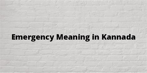 Emergency Meaning In Kannada ಕನ್ನಡ ಅರ್ಥ