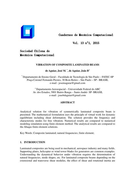 Pdf Vibration Of Composite Laminated Beams