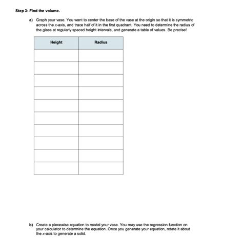 Step 3 Find The Volume A Graph Your Vase You Want Chegg Com