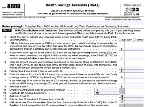 Irs Form 8889 Instructions A Guide To Health Savings Accounts