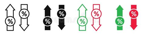 High And Low Percent Arrow Icon Mark In Filled Style Stock Vector