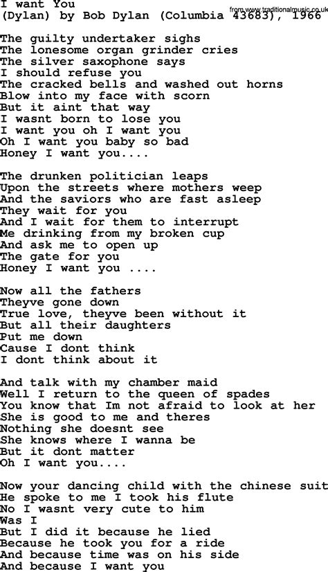 Bruce Springsteen Song I Want You Lyrics