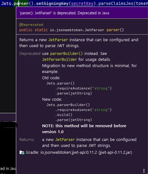 Spring Security Jwtsparser Deprecated 오류