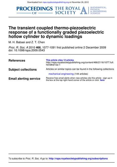 Pdf The Transient Coupled Thermo Piezoelectric Response Of A Functionally Graded Piezoelectric