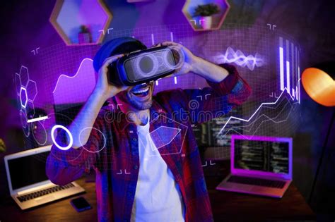 3d Metaphor Holographic Collage Of Geek Programmer Working On Internet Safety Using Futurism