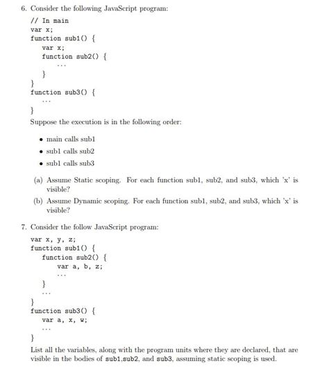 solved 6 consider the following javascript program in