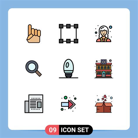 Pictograma Conjunto De 9 9 Sencillo Línea De Relleno Plano Colores De Lámpara Bulbo Empleado