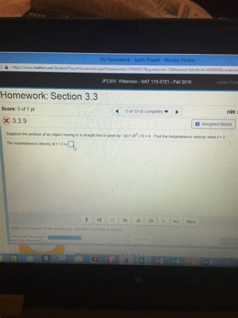solved suppose the position of an object moving in a