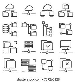 Vector Line Folder Tree Icons Set Stock Vector Royalty Free 789260128 Shutterstock