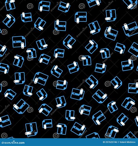 Line Zip File Document Download Zip Button Icon Isolated Seamless Pattern On Black Background