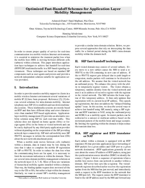 Pdf Optimized Fast Handoff Schemes For Application Layer Mobility
