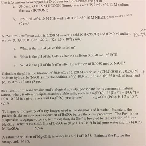solved use information from appendix d of your text to