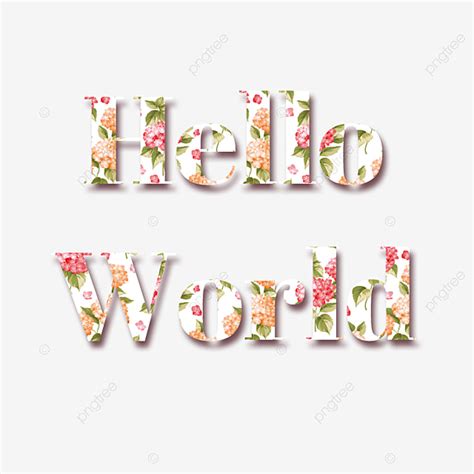 Hello Text PNG Image Plants Hello World Text Effect Hand Painted Illustration Text Design