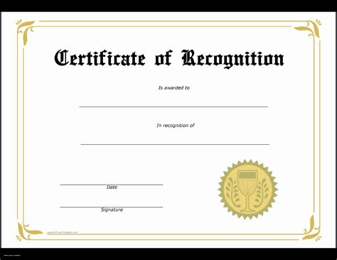 Certificate Of Recognition Template Free Of Free Certificate Of