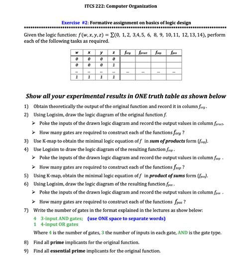 solved itcs 222 computer organization exercise 2