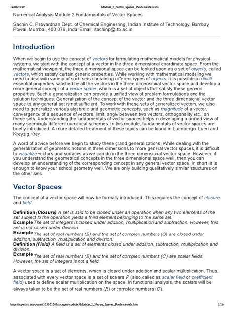 Vector Spaces Pdf Vector Space Linear Subspace