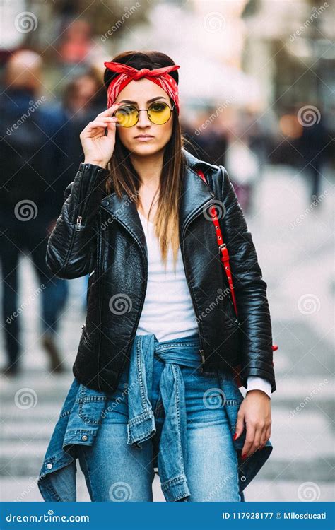 Young Beautiful Stylish Girl Stock Image Image Of Bright Brunette