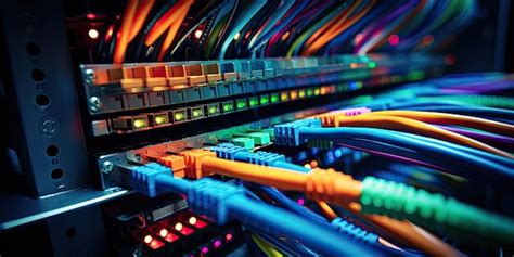 Un Conjunto Complejo De Cables Y Cables Convergen En El Centro De Datos