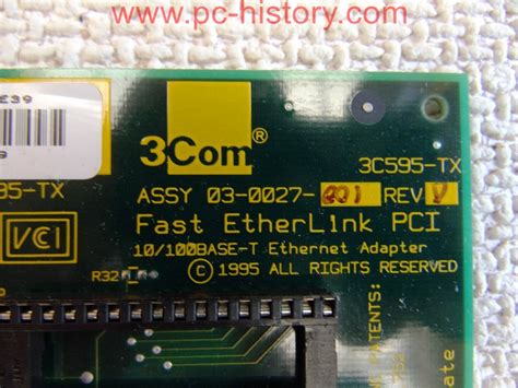 COM C TX Fast Etherlink PCI Base T Ethernet Adapter Card Datoru Muzejs