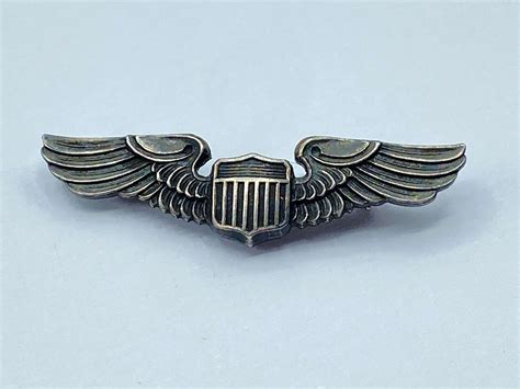 Ww2 United States Air Force Sterling Silver Pilots Wings Badge In Misc