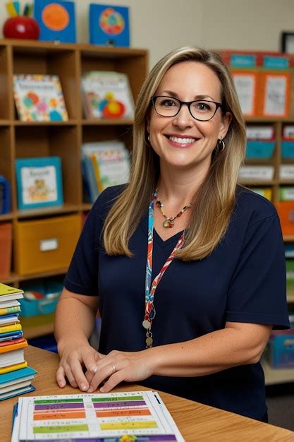 Elementary School Teacher Smiling In Class Generative Ai Premium Ai