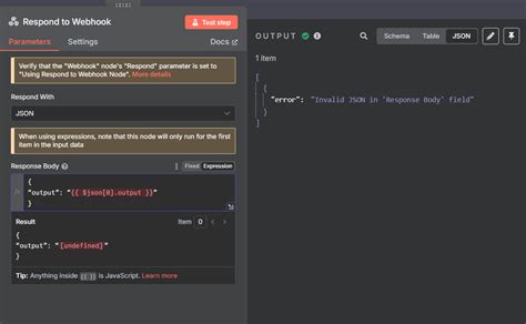 How Do I Respond To Chat Node With Respond To Webhook Questions