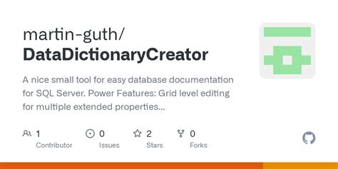 Github Martin Guthdatadictionarycreator A Nice Small Tool For Easy