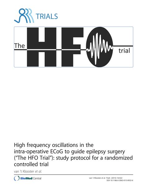 Pdf High Frequency Oscillations In The Intra Operative Ecog To Guide Epilepsy Surgery The