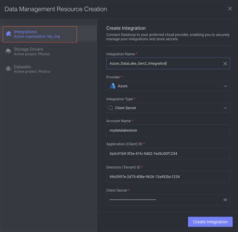 Data Lake Gen2 Client Secret Integration