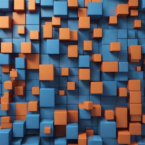 Premium Ai Image 3d Rendering Blue Pattern Of Cubes Of Different