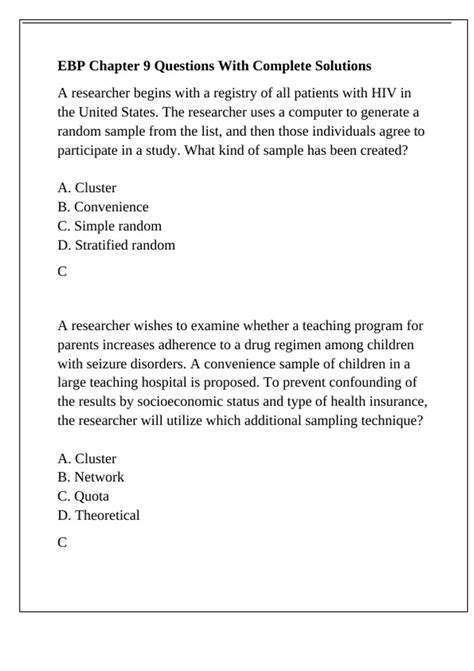 Ebp Chapter 9 Questions With Complete Solutions Ebp Stuvia Us
