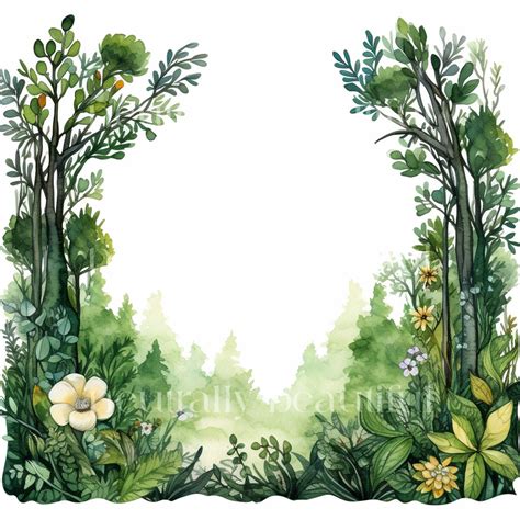 20 X Forest Themed Borders And Edges Downloadable Clipart Watercolour