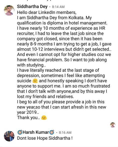 Harsh Kumar On Linkedin Suicide Supportjoblesscampaign 124 Comments