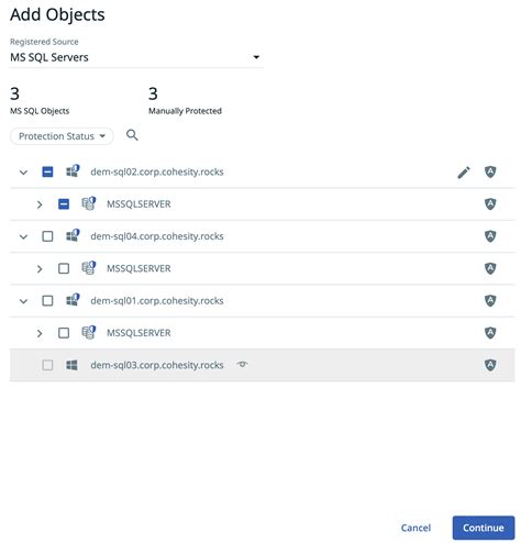 microsoft sql databases cohesity data protection