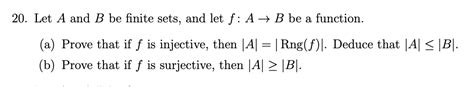 solved 20 let a and b be finite sets and let f a→b be a
