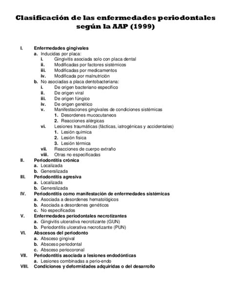 Pdf Clasificación De Las Enfermedades Periodontales Según La Aap 1999