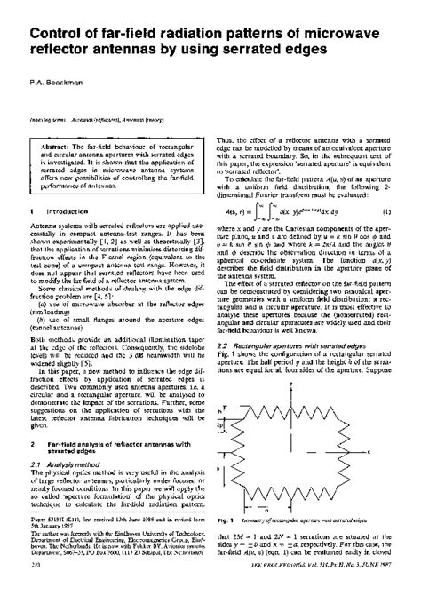 Pdf Control Of Far Field Radiation Patterns Of Microwave Reflector