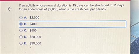 solved if an activity whose normal duration is 15 ﻿days can