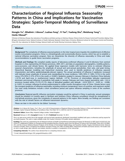 Pdf Characterization Of Regional Influenza Seasonality Patterns In