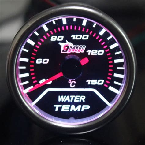 2 52mm Water Temp Gaug Smoke Len White Analog LED Display Water