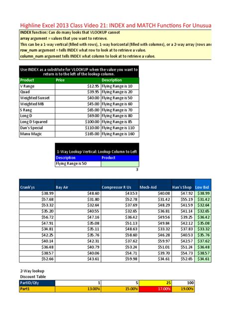 highline excel 2013 class video 21 index and match functions for unusual lookups 4 examples