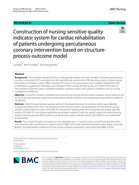 Pdf Construction Of Nursing Sensitive Quality Indicator System For Cardiac Rehabilitation Of