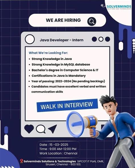 Hiring Javadeveloper Internship Softwaredevelopment Mysql Sekar Nagarajan
