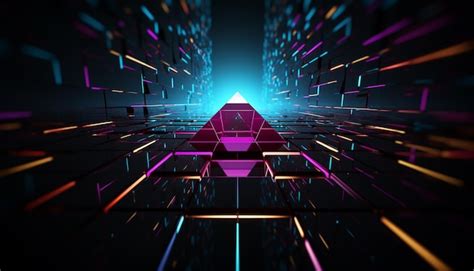 Premium Photo Bright Glowing Shapes In A Futuristic Abstract Design Generated By Ai