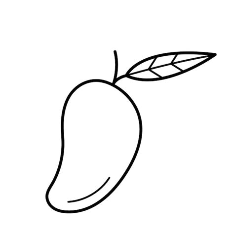 Mango Hand Drawn Sketch Of Tropic Fruit In Doodle Line Style Premium Vector