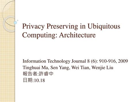 ppt privacy preserving in ubiquitous computing architecture