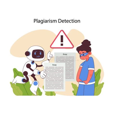Ai In Education Detecting Plagiarism Flat Vector Illustration Stock