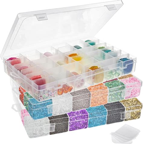 Pack Bead Storage Organizer Box With 36 Grids And Removable Dividers