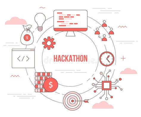 Hackathon Concept With Circle Icon For Website Template Or Landing Page Banner Homepage Stock